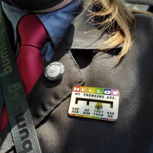 Pronoun Slider Enamel Pin He She Variation Gender Identity Fluid ...