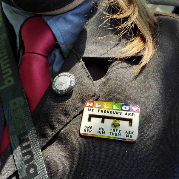 Pronoun Slider Enamel Pin | He She Variation Gender Identity Fluid ...