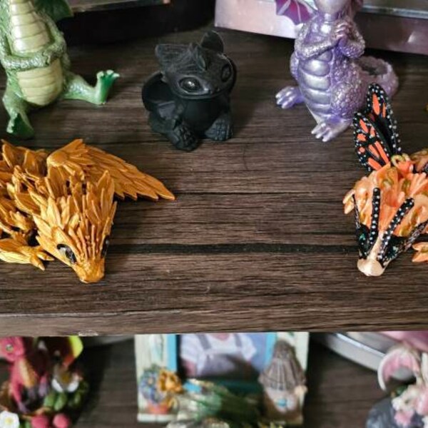 3D Printed Articulated Dragon, Baby Hollow/skull/goth/emo/pirate Fidget ...
