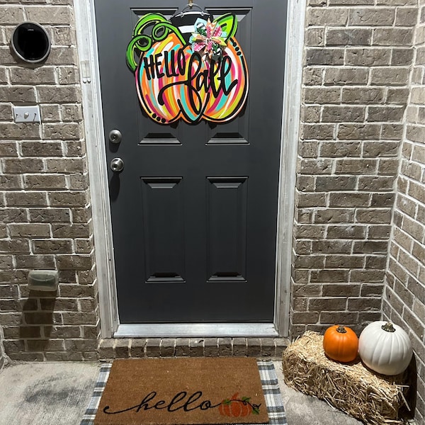 Fall Door Hanger - Pumpkin Door Decor - Autumn Door Sign - Thanksgiving ...