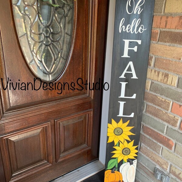 Hello Fall Porch Leaner,front Porch Sign Fall Sign , Sunflower Porch ...