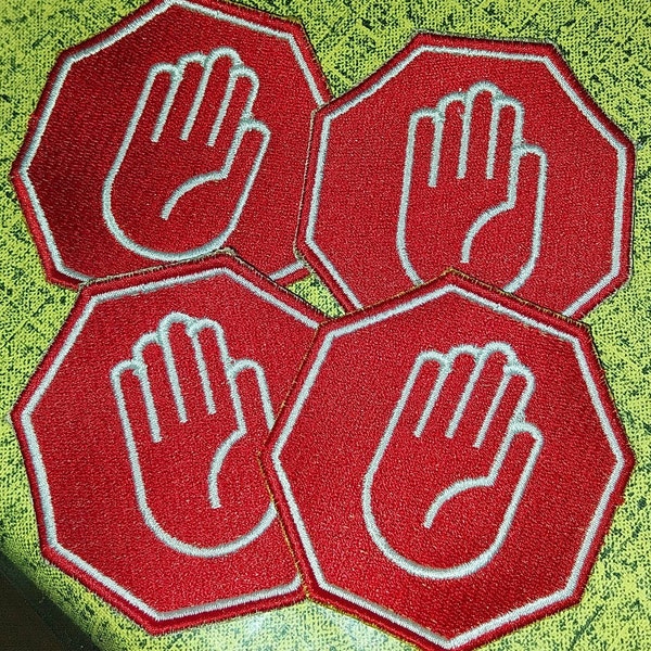Stop Road Sign With Hand Gesture Machine Embroidery Design - Etsy