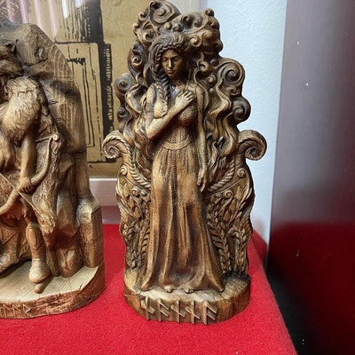Nanna Goddess Statue, Scandinavian Decor, Wood Figurine Wooden Carving ...
