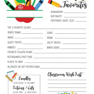 Editable on Canva My Favorite Things Questionnaire Survey 8x10 Gift ...