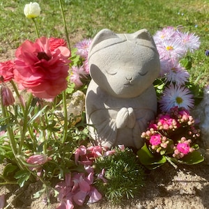 Cat Meditate 7.8 Inch / 20 Cm , Cat Jizo, Kasa Jizo, Japanese, Stone ...