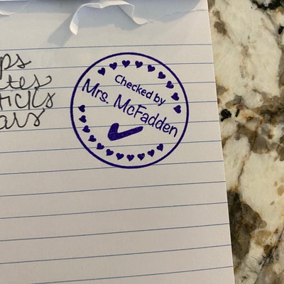 Teacher Checked by Personalized Stamp Custom Teacher Hearts Love Stamp ...