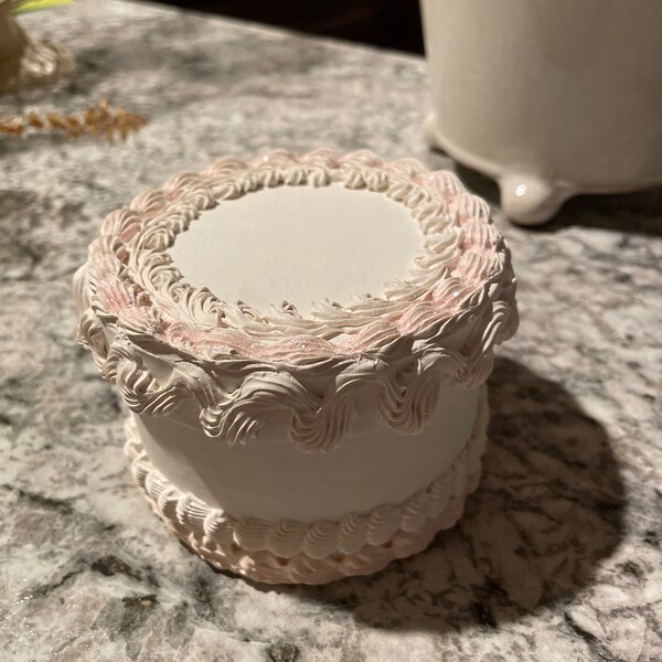Hand Decorated Fake Cake Box (4 Inches) for Proposals, Birthdays & Any ...
