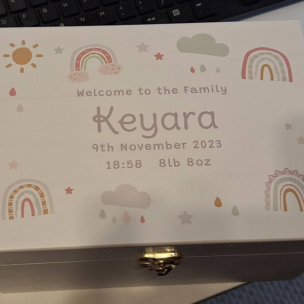Personalised Safari Animals White Wooden Keepsake Box | Keepsake Box ...