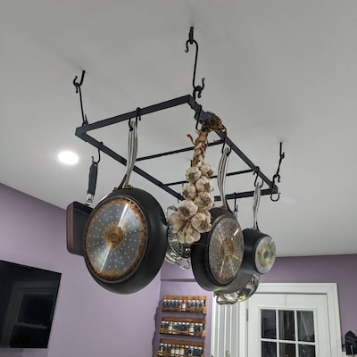 Small Pot Rack, Blacksmith Made, Kitchen Rack With 10 Sliding Hooks - Etsy