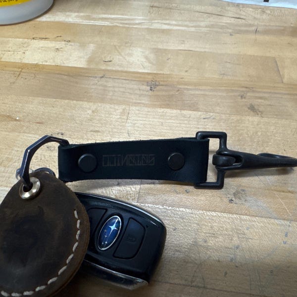 Heavy Duty Leather Keychain Clip Hook , Personalized Black Brown ...