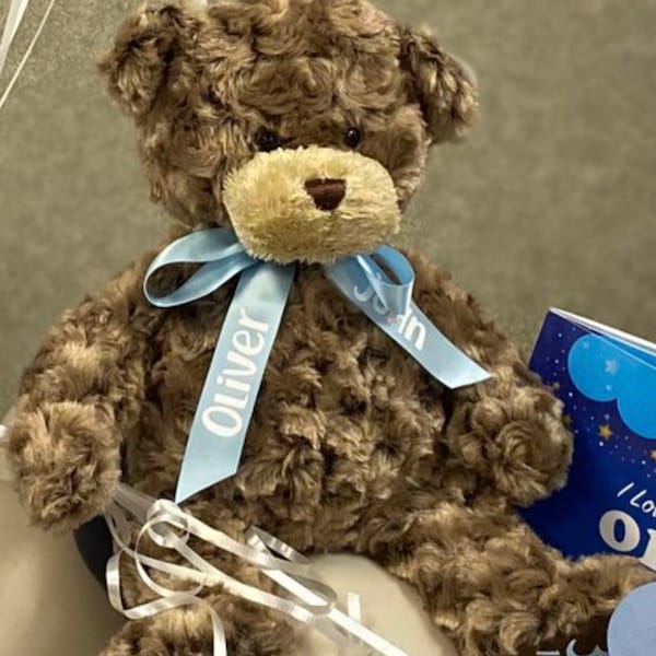 Teddy Bear Birth Stats Stuffed Animal, Personalized Plush Bear Birth ...