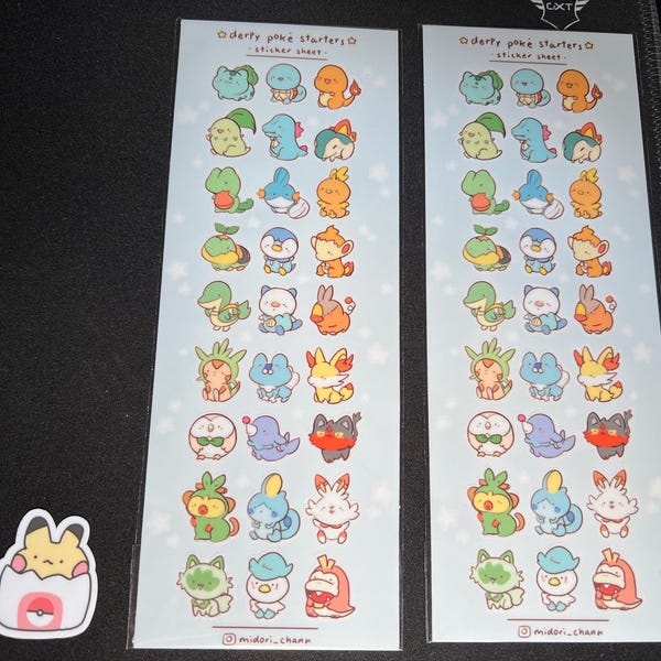 Pastel Tiny Derpy Poke Gen 1-9 Starters Sticker Sheet | 27 Stickers! - Etsy