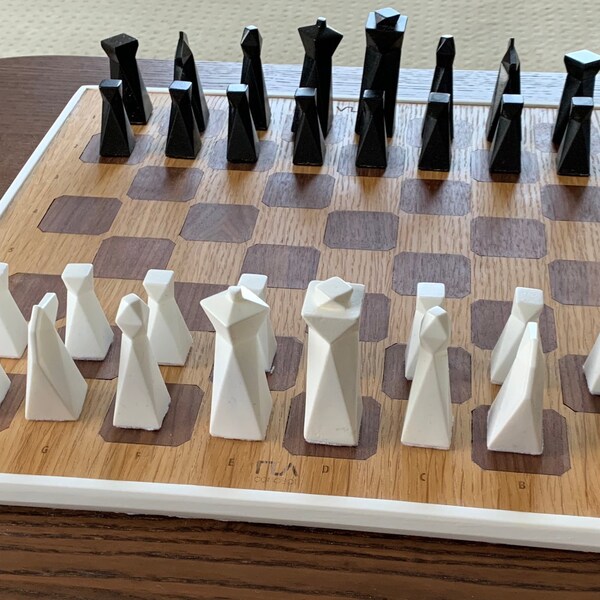 Modern Chess Set, Resin Chess Pieces, Handmade Unique Chess Set W ...