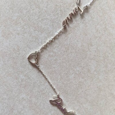 Two Name Necklace With Heart, Kids Name Necklace, Multiple Name ...