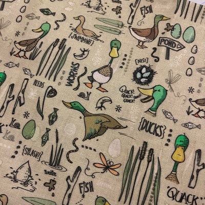 Mallard Duck Sketched Fabric Marvellous Mallards Small Scale by ...