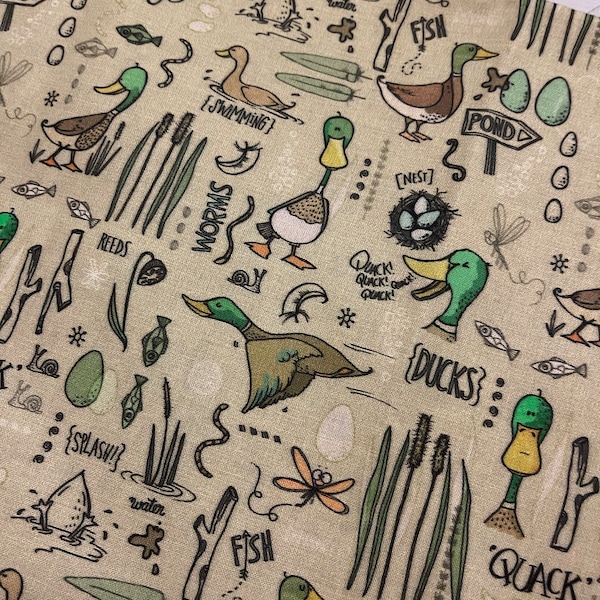 Mallard Duck Sketched Fabric - Marvellous Mallards - Small Scale by ...