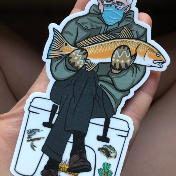 Fishing Bernie Red Fish Fly Fishing Sticker - Etsy