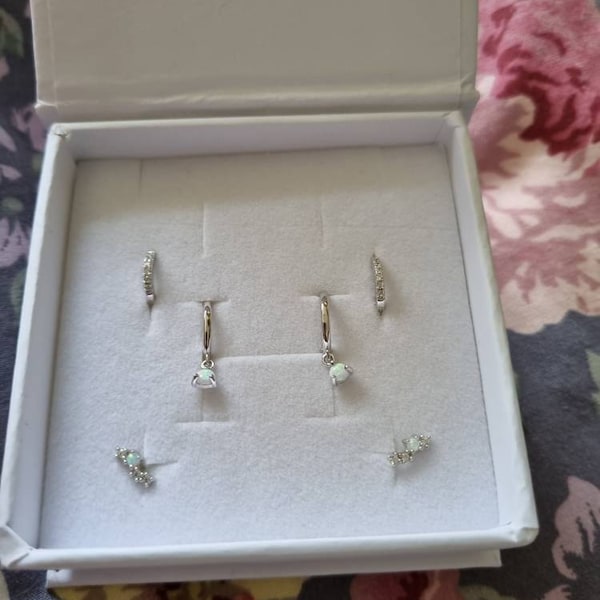 Emerald Green Dangle Earrings, Ear Stacks, 925 Sterling Silver Drop ...