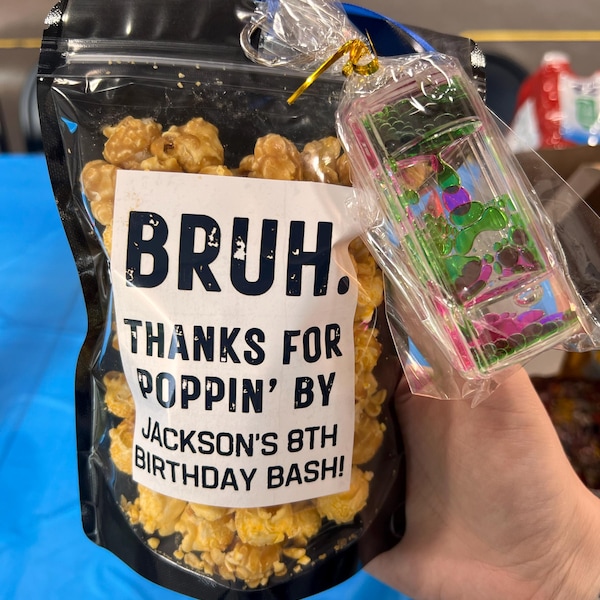 Boy Birthday Party Favors Bro Bruh Birthday Party Decor Popcorn Treat ...