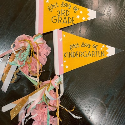 First Day of School Flags Printable Back to School Pennant - Etsy