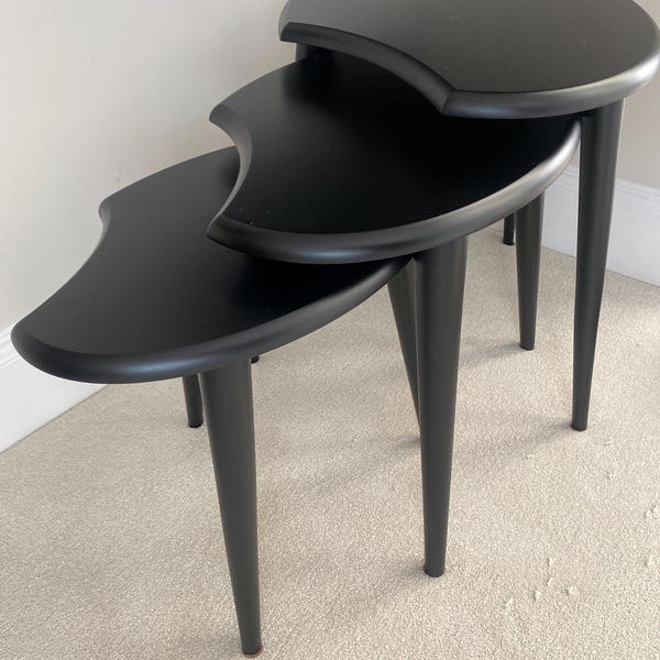 Black Nesting Table Set, Coffee Table Set for Living Room Furniture ...