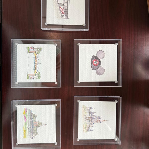 Disney World Miniature Art, Epcot, Hand-painted, Print of Watercolor ...