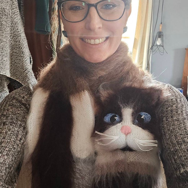 Knitted Rabbit Scarf / Animal Scarf / Fuzzy White Soft Scarf / Pet ...