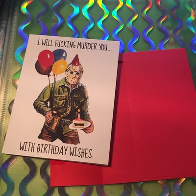 Funny Jason Birthday Card, Horror Movie Theme Birthday, 80s Pop Culture ...