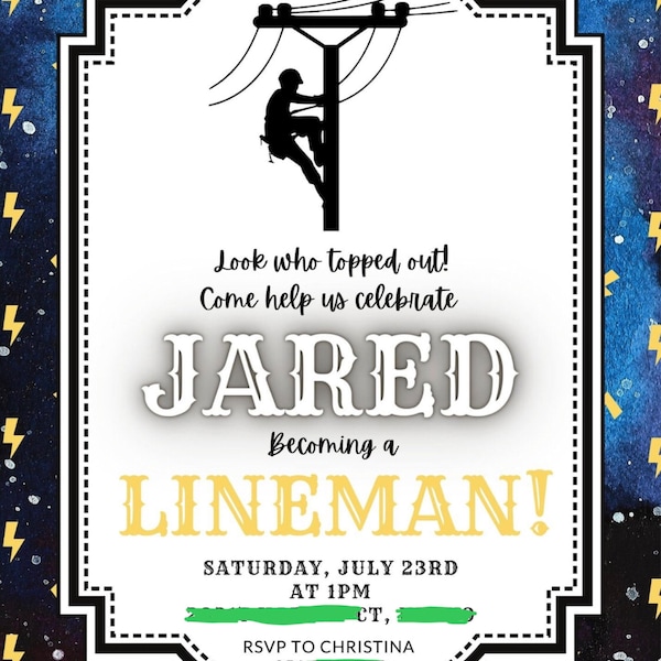 Retired Lineman Invitation Power Lineman Party Invite Power Lines Power ...