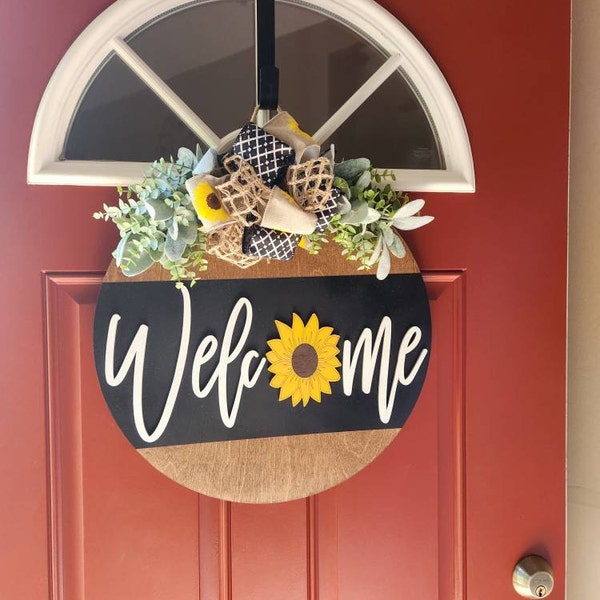 3d Welcome Sign Hi Front Door Decor Front Door Hanger Raised Wording ...