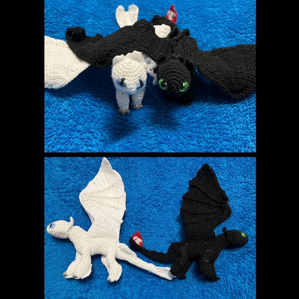 Crochet Toothless and the Light Fury PDF Patterns - (digital Pattern ...