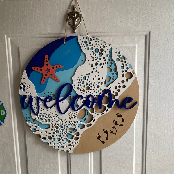 Coastal Chic Ocean Sign Beach Boho Door Decor Seaside Beach House ...