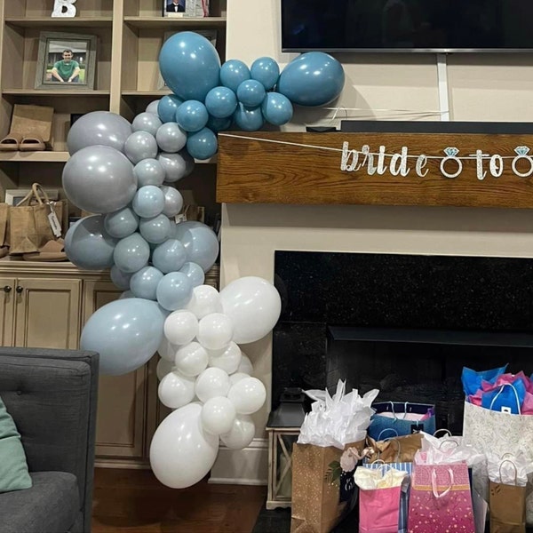 Pacific Balloon Garland Kit With Shades of Blue Slate Blue Dusty Sand ...