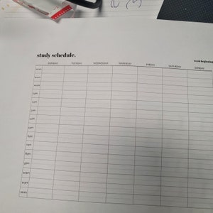 Simple Weekly Study Schedule Printable Set Weekly Revision - Etsy