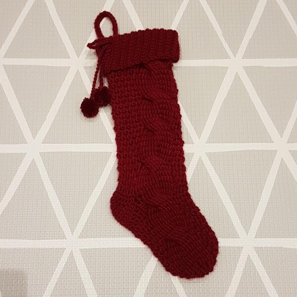 CROCHET PATTERN | Big Bold Cabled Stocking | Crochet Christmas Stocking ...