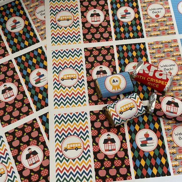 Back to School Mini Candy Bar Wrappers, Back to School Wrappers ...