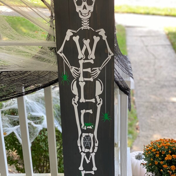 Skeleton Welcome, Welcome Sign, Fall Sign, Bones Svg, October Decor ...