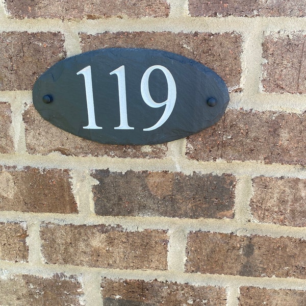 SLATE House Numbers ( Carved Stone ) Marker / Home Address Sign Plaque ...
