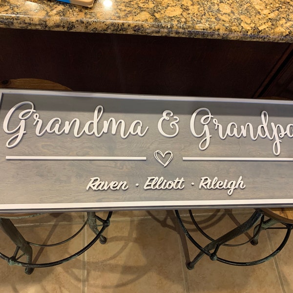 Grandparent Wooden Sign | Grandchildren's Name Sign | Grandparent Gift ...