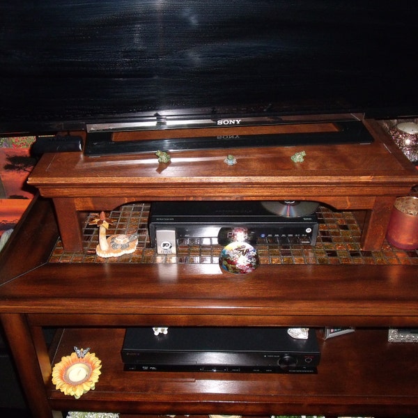 TV Riser Stand in Traditional Style Alder Wood With Mocha Finish - Etsy