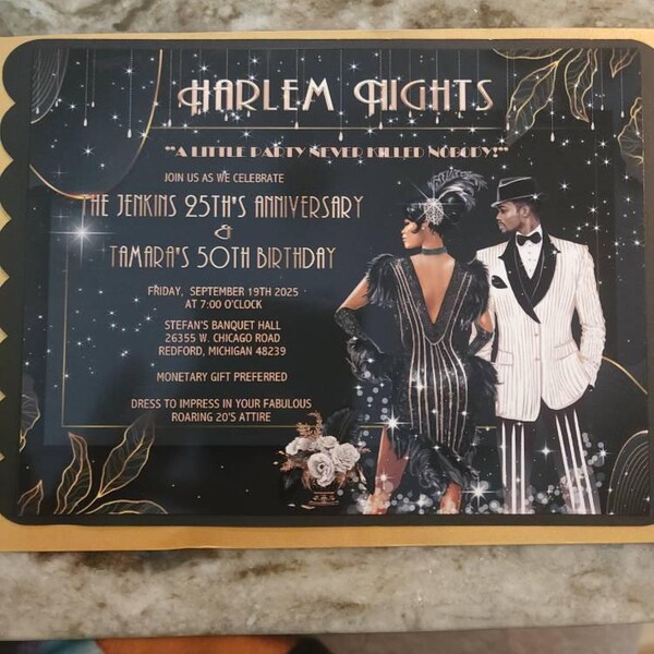 15 FABULOUS Harlem Nights Art Deco Birthday / Event Invitation (digital ...