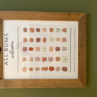 Nice Bum ,body Positive Wall Print.boho Funny Bathroom Signs Wall Art ...