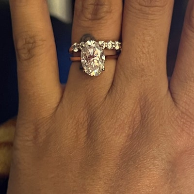 Rose Gold Oval Engagement Ring , Elongated Oval Ring, Flashy Engagement ...