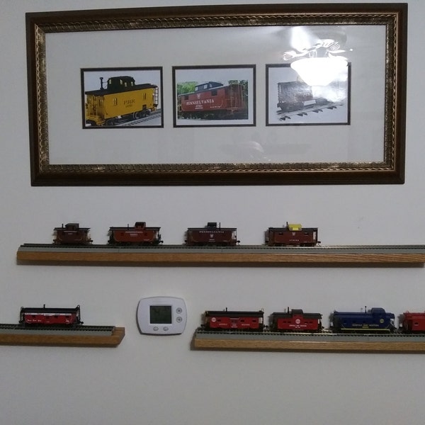 HO Scale Train Display Shelf – Solid Oak Floating Shelf – Choose Any ...