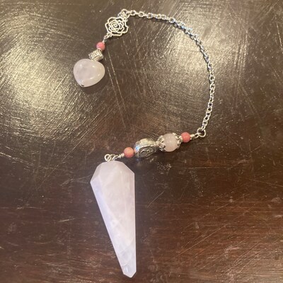 Rose Quartz Pendulum Scrying Divination Rose Bead Rose Charm Rose Quartz Heart Clairvoyance Open ...