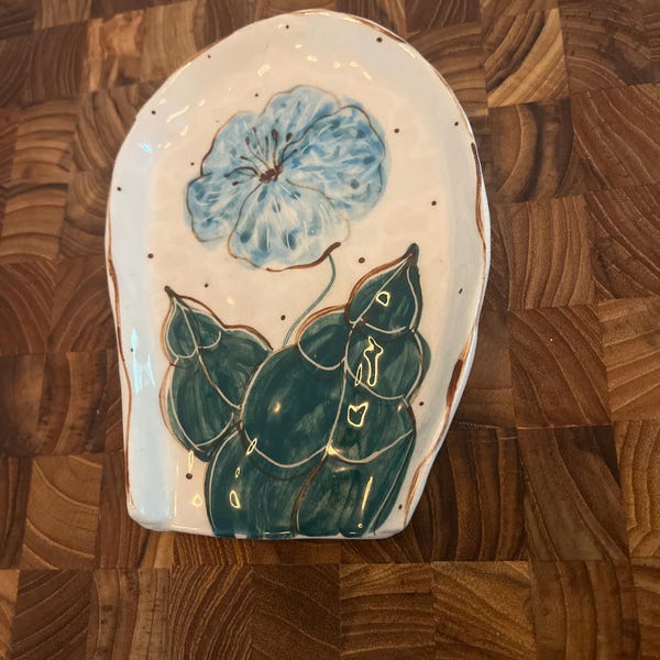 Floral Spoon Rest, Handmade Ceramic Spoon Rest, Handpainted Pottery ...