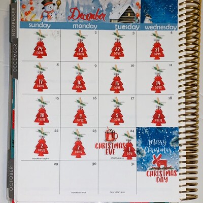 CHRISTMAS COUNTDOWN Planner Stickers Christmas Scrapbook - Etsy