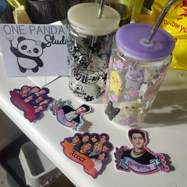 Aniteez Glass Tumbler: Kpop Ateez Animals Iced Coffee Cup - Etsy