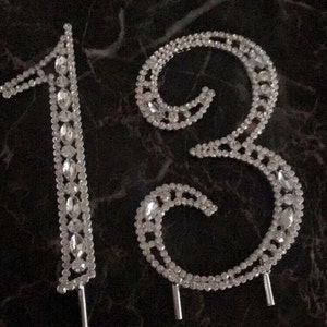 Large 5 Crystal Rhinestone NUMBER THIRTEEN 13 Cake - Etsy