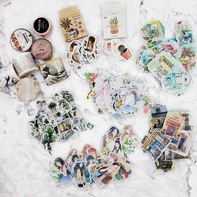 Girls Illustration Sticker Pack, Flower Girl Stickers Series C, Floral ...